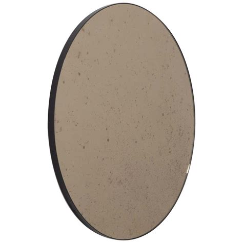 Orbis Bronze Tinted Round Contemporary Mirror With Bronze Patina Frame