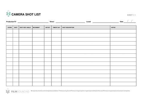 51 Free Printable Shot List Templates Excel Pdf Word