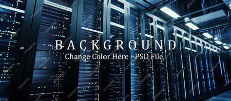 Premium Psd Server Room Data Center With Multiple Rows Of Server Racks Supercomputer Technology
