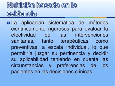 Nutrición Basada En La Evidencia
