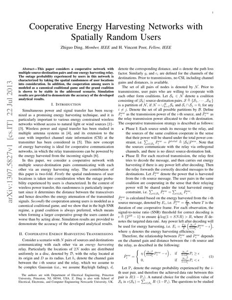 Pdf Cooperative Energy Harvesting Networks With Spatially Random Users