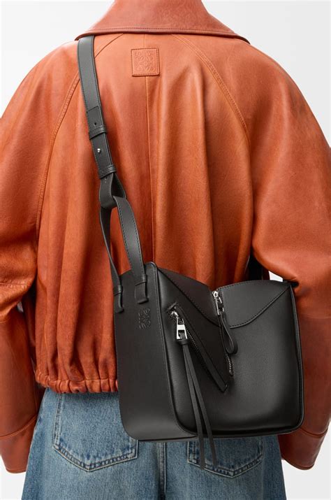 Compact Hammock Bag In Classic Calfskin Black Loewe International Official Website