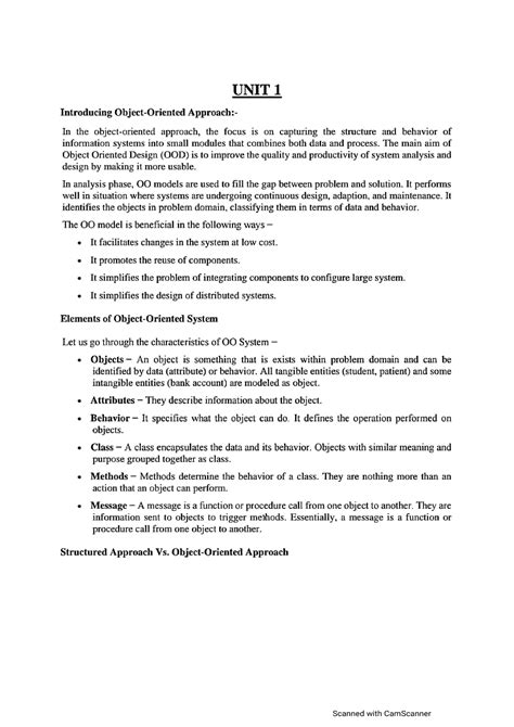 Unit 1 OOPS BCA Unit 1 Complete Notes Of DCRUST University Cmputer