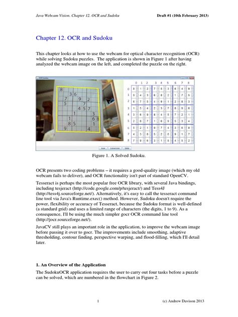 java webcam vision chapter 12 ocr and sudoku pdf optical