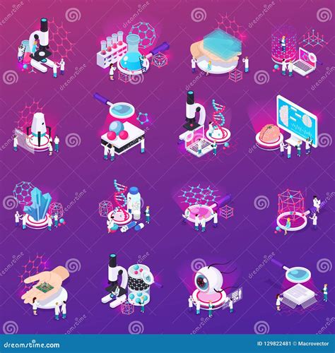 Isometric Nanotechnology Flowchart Vector Illustration CartoonDealer