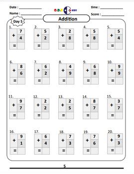 One Digit Addition And Subtraction Worksheets Single Digit Practice