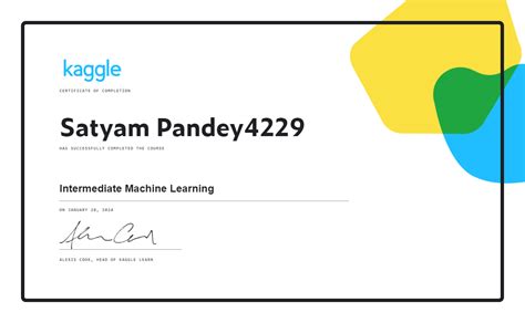 satyam pandey4229 completed the intermediate machine learning course on