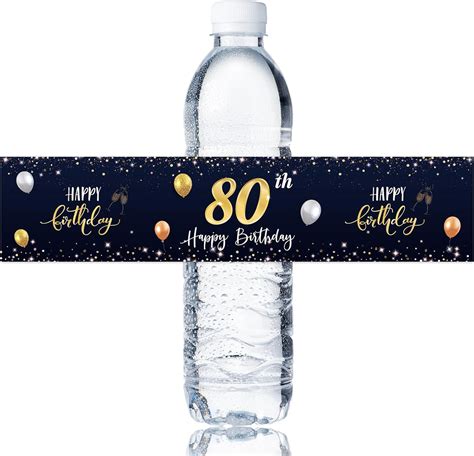 Maicaiffe Happy 80th Birthday Water Bottle Stickers 80th