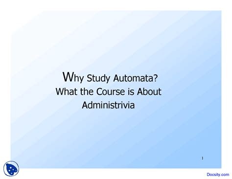 Administrivia Automata And Complexity Theory Lecture Slides Docsity