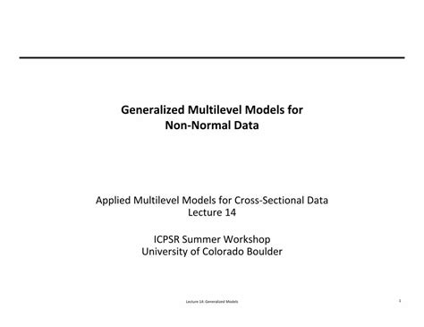 pdf generalized multilevel models for non normal data · pdf file