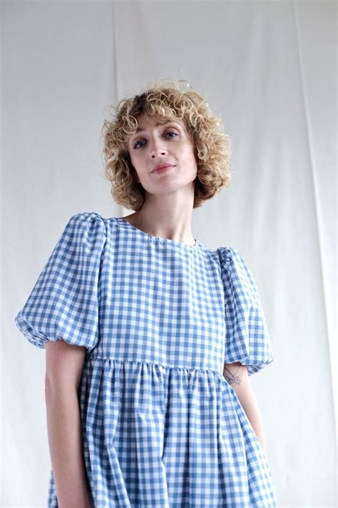 Puffy Sleeve Check Dress Ruffle Skirt Ruffle Blouse Puffy Sleeve