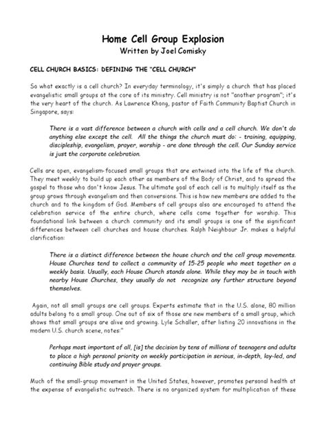 Home Cell Group Explosion Compress Pdf House Church Protestantism