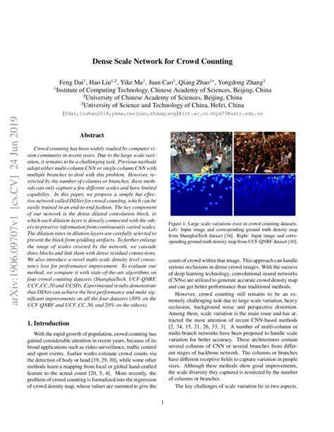 Dense Scale Network For Crowd Counting Deepai