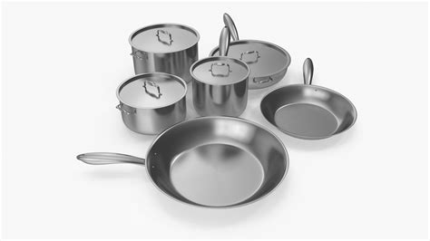3d Stainless Kitchen Pot Set 6 Piece Turbosquid 2061512