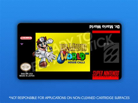 SNES Dr Mario World House Calls Label Retro Game Cases