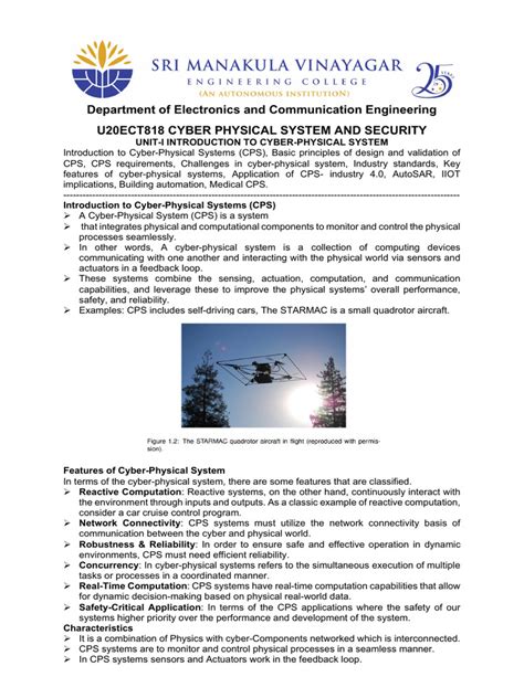 Cps Unit 1 Notes Pdf Internet Of Things Smart Grid
