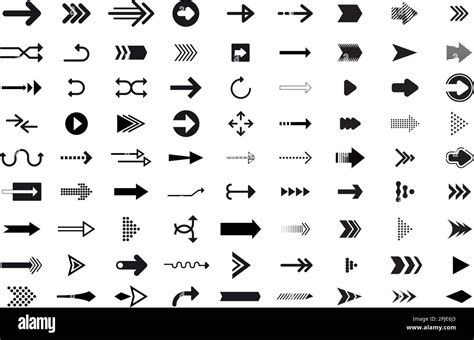 Set Of 91 Arrows Big Black Icons Arrow Icon Arrow Vector Collection Arrow Cursor Modern
