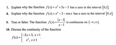 Solved 7 Explain Why The Function Fxx35x−3 Has A Zero