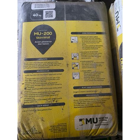Jual Mu 200 Mortar Utama Skim Wall Semen Acian Mu 40kg Shopee Indonesia
