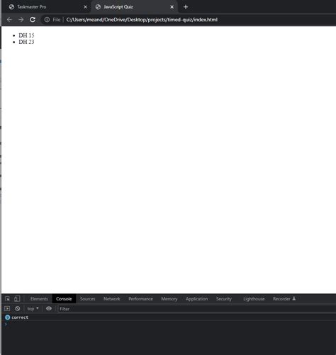Github Damon Hansen Timed Quiz