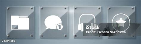 별표 헤드폰 말풍선 채팅 및 문서 폴더를 설정합니다 정사각형 유리 패널 벡터 1위에 대한 스톡 벡터 아트 및 기타 이미지 1위 Brand Name Online