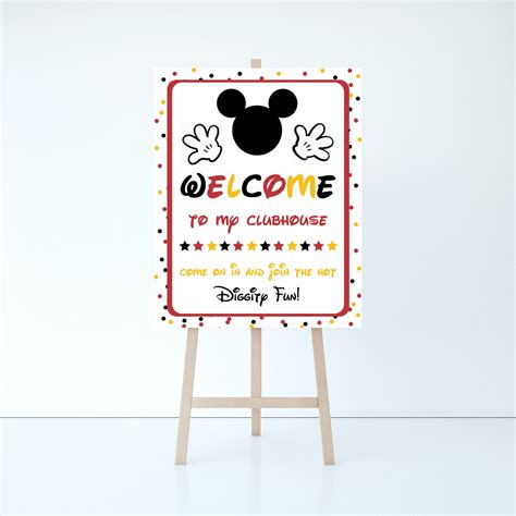 Mickey Mouse Welcome Sign Birthday Sign Mickey 1st Etsy