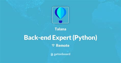 Back End Expert Python At Talana Remote Work From Home Get On Board