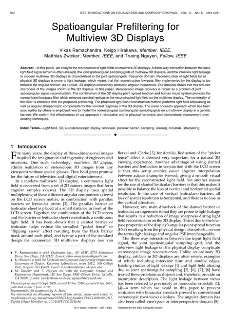 Pdf Spatio Angular Prefiltering For Multiview 3d Displays