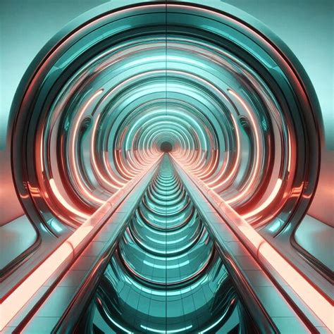 Neon Glowing Futuristic Tech Grid With Fast Speed Light Futuristic