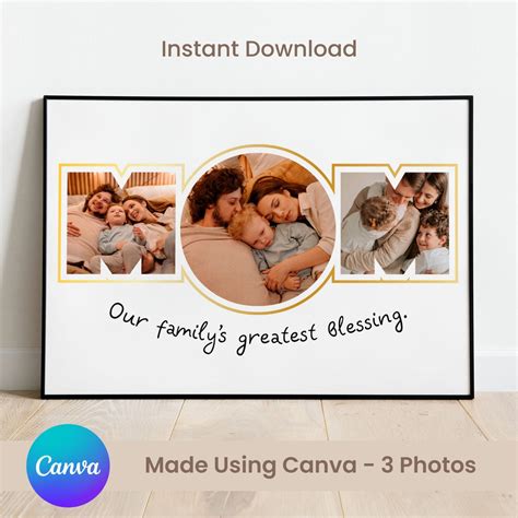 Editable Mom Photo Frame Mom Photo Collage Montage Personalized Mom