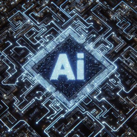premium photo glowing ai text in complex circuit board maze