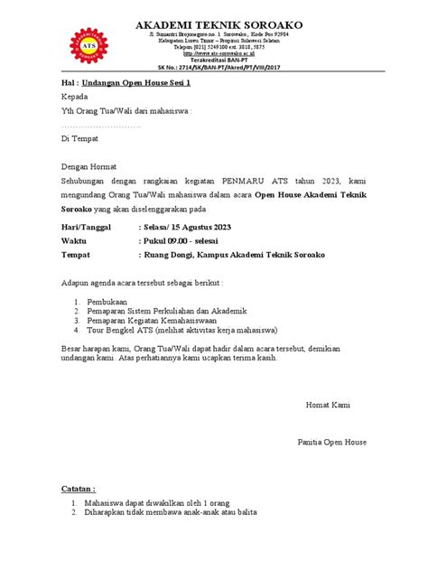 Undangan Open House 2023 Pdf