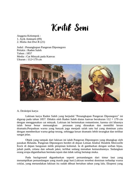 Kritik Seni Penangkapan Pangeran Diponegoro Raden Saleh Pdf