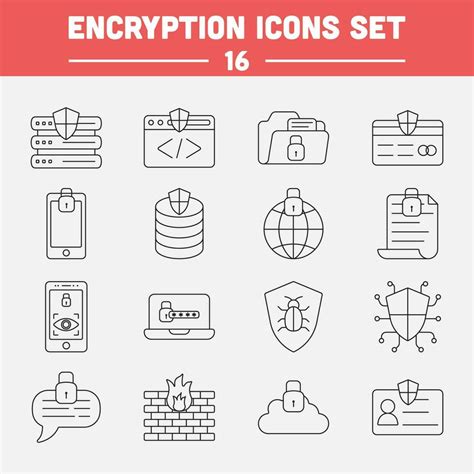Black Outline Encryption Flat Icon Or Symbol Set 24482001 Vector Art