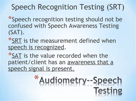 His 230 Audiometry Speech Testing Ppt