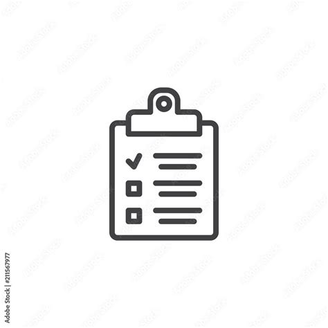 Clipboard Checklist Outline Icon Linear Style Sign For Mobile Concept