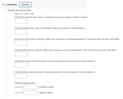 Solved 7 8 Points Details Consider The Function Below