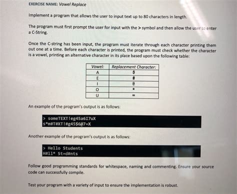 solved exercise name vowel replace implement a program that