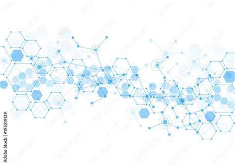 Abstract Hexagonal Molecular Structures In Technology Background And Science Style Medical