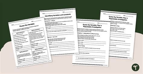 Identifying Variables And Constants Worksheets Teach Starter