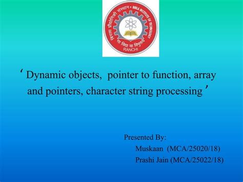 Dynamic Objects Pointer To Function Array Pointer Character String