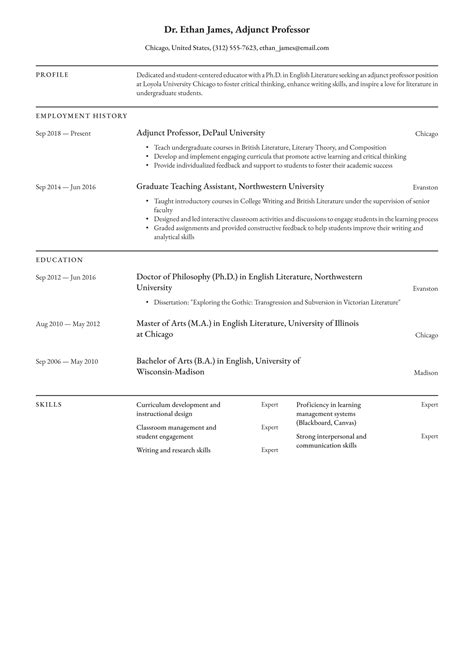 Adjunct Professor Resume Examples And Templates 2025 ·