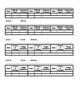 IEP Goal Tracking Multiple Goals By Bee Your Best Self TPT