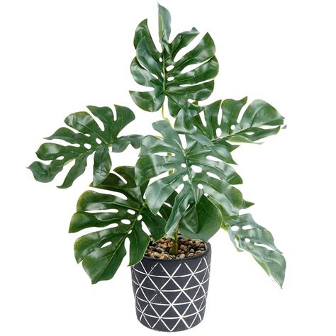 Sztuczna roślina w doniczce cementowej monstera sztuczny kwiat 38 cm
