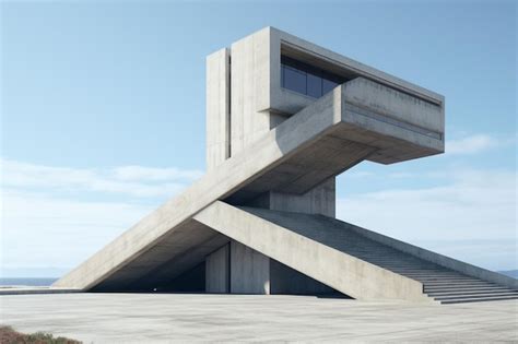 Premium Photo Minimalist Brutalist Architecture Featuring A Generative Ai