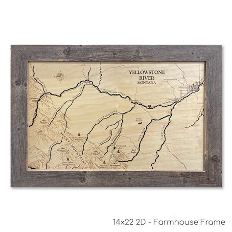 Yellowstone River Map Custom Wood Map 3d Wall Art Contour Map Lake