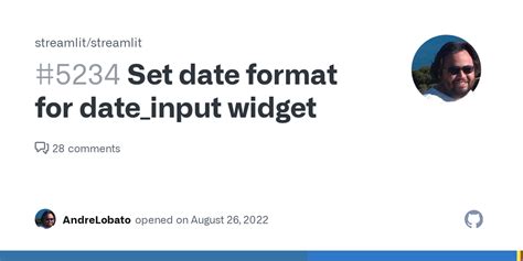 set date format for date input widget · issue 5234 · streamlit