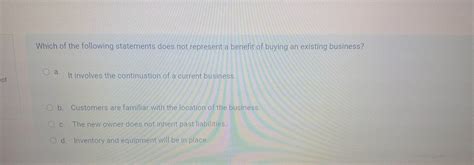 solved which of the following statements does not represent a benefit