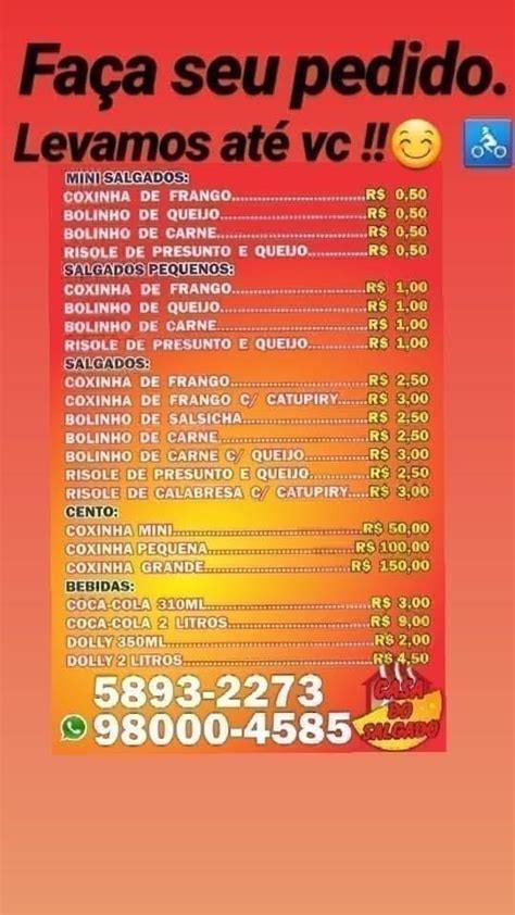 Menu em Casa Dos Salgados restaurante São Paulo Rua Pedro da Costa