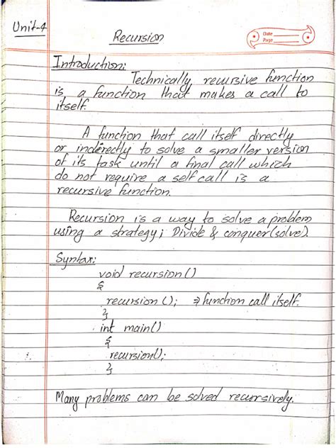 Dsa Unit4 Recursion Handwritten Pdf